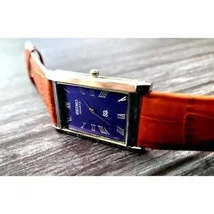 Seiko | Accessories | Rare Nos Seiko Men Tank Rectangular Blue Dial ...